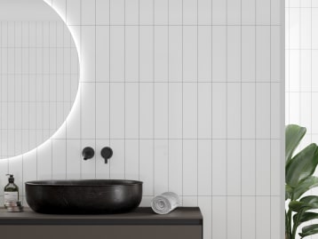 Denver White Stacked Subway - Fibo 100% waterproof wall panel system